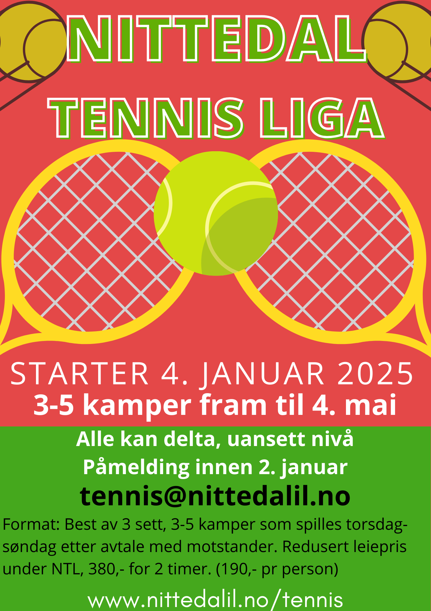 Nittedal Tennis Liga fortsetter 4. januar | Nittedal IL